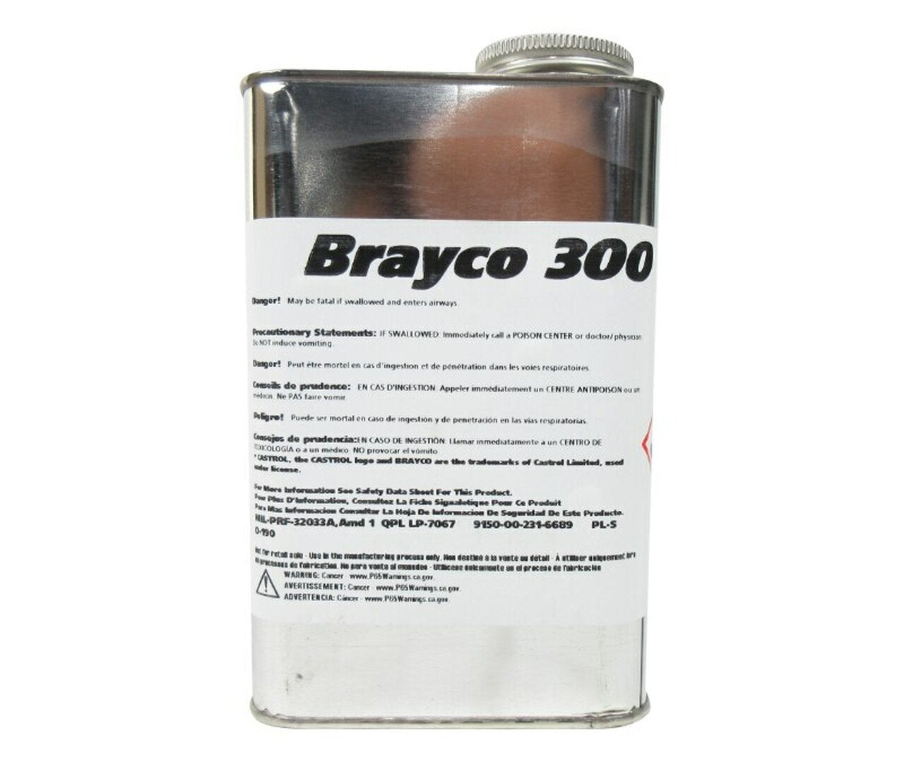 Castrol® Brayco™ 300 Amber MIL-PRF-32033A Type I Class 1 Spec General-